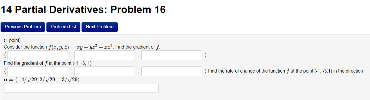 Solved 14 Partial Derivatives: Problem 16 Previous Problem | Chegg.com