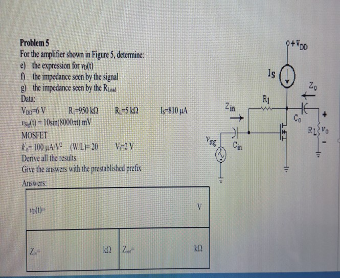 Solved 21%D Problem 1 For the amplifier shown in Figure 1, | Chegg.com
