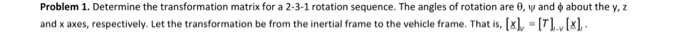 Solved Problem I. Determine the transformation matrix for a | Chegg.com