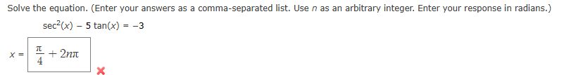 Solved n as an arbitrary integer. Enter your response in | Chegg.com