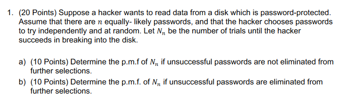 Solved 1. (20 Points) Suppose a hacker wants to read data | Chegg.com