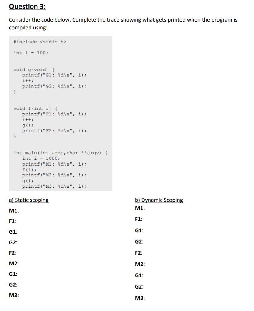 Solved Question 3: Consider the code below. Complete the | Chegg.com