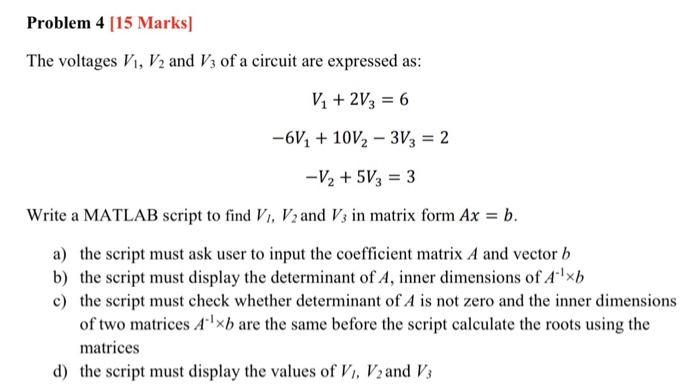 Solved Problem 4 115 Marks The voltages Vi, V2 and V3 of a | Chegg.com