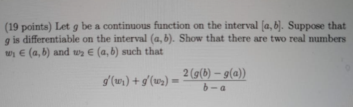Solved (19 points) Let g be a continuous function on the | Chegg.com