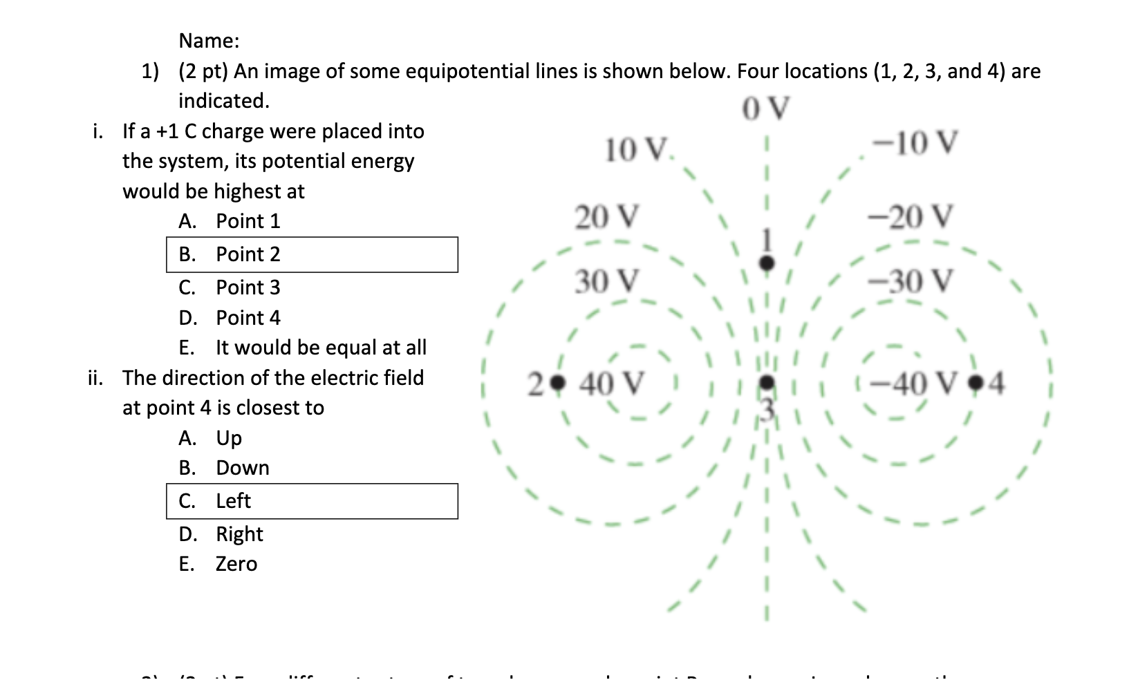 Solved Name: 1) (2 pt) An image of some equipotential lines | Chegg.com