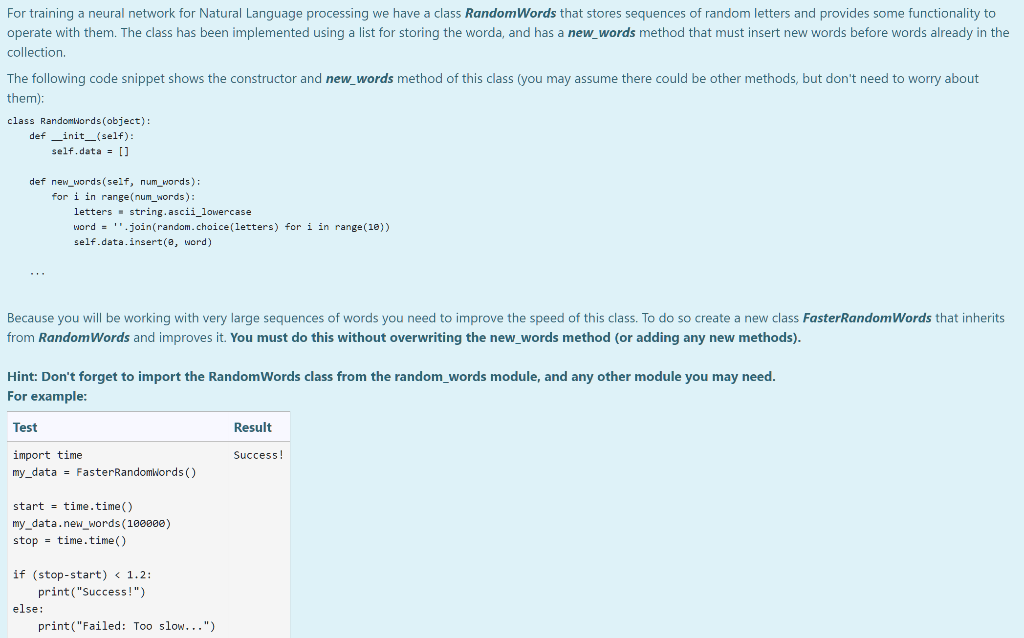 Solved For training a neural network for Natural Language | Chegg.com