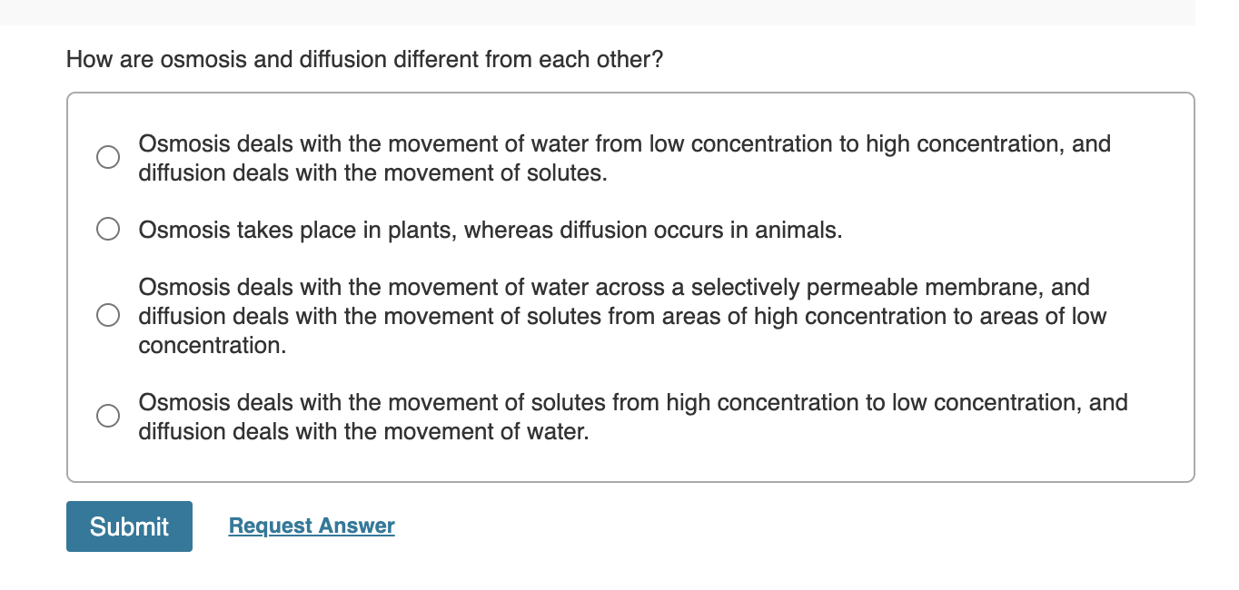 Solved How are osmosis and diffusion different from each | Chegg.com