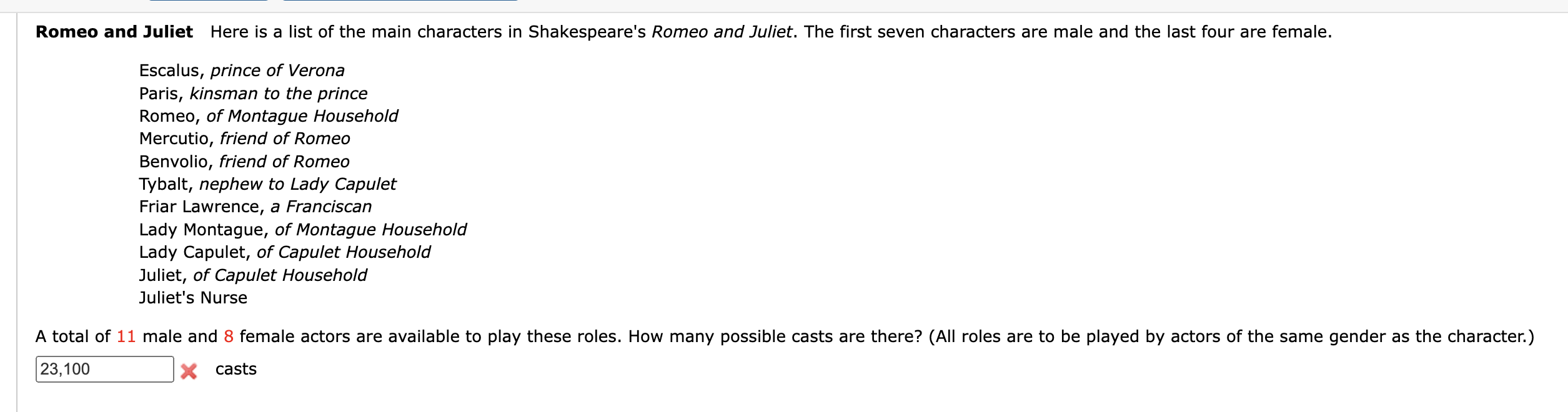 Solved Escalus, prince of Verona Paris, kinsman to the | Chegg.com