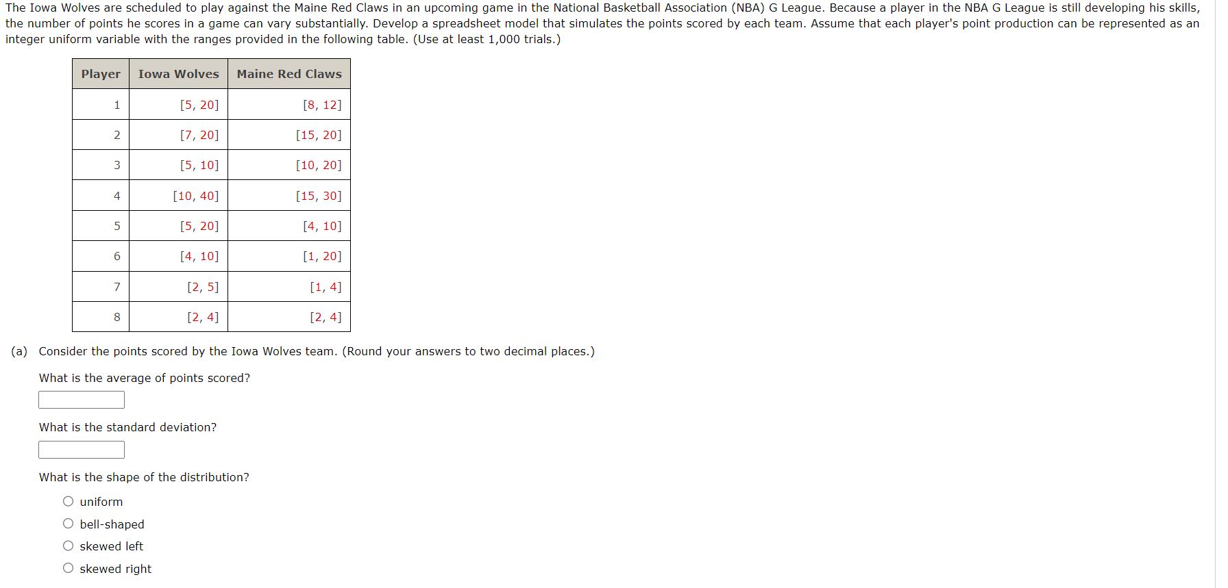 Solved integer uniform variable with the ranges provided in | Chegg.com