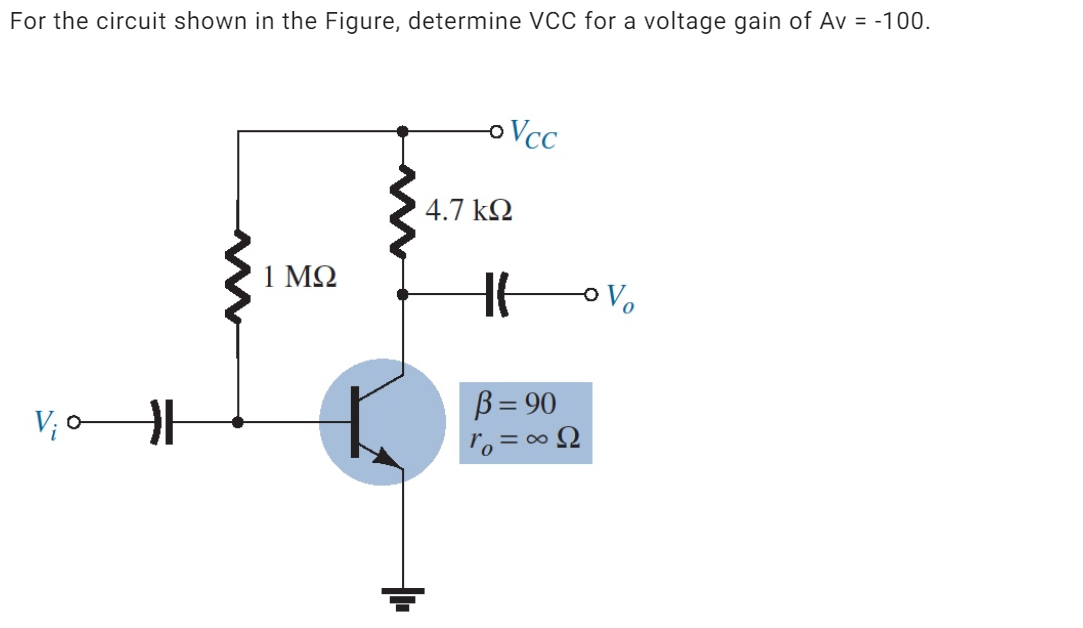 Solved For the circuit shown in the Figure, determine VCC | Chegg.com