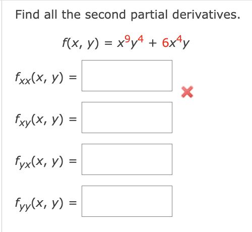 Solved Find all the second partial derivatives. | Chegg.com