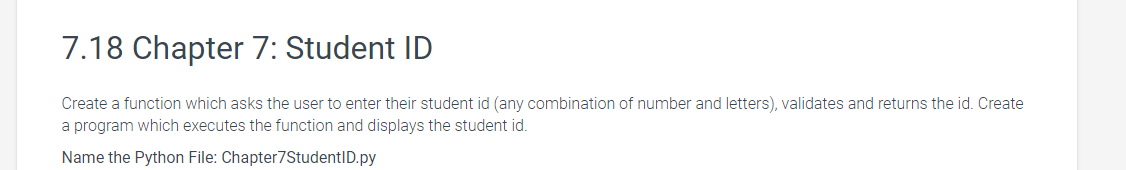 Solved 7.18 Chapter 7: Student ID Create a function which | Chegg.com