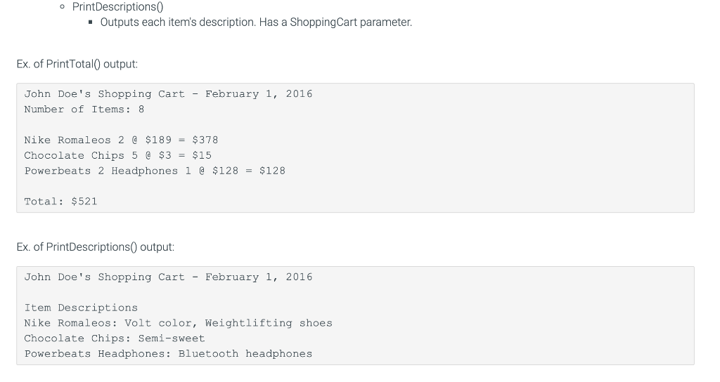 Solved This program extends the earlier "Online shopping | Chegg.com