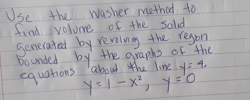 Solved Use the washer method to find volume of the solid | Chegg.com