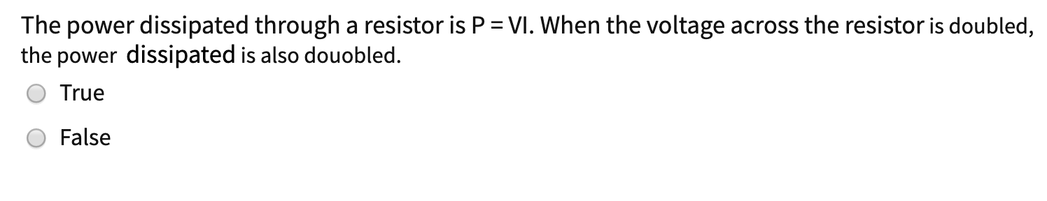 Solved The power dissipated through a resistor is P = VI. | Chegg.com