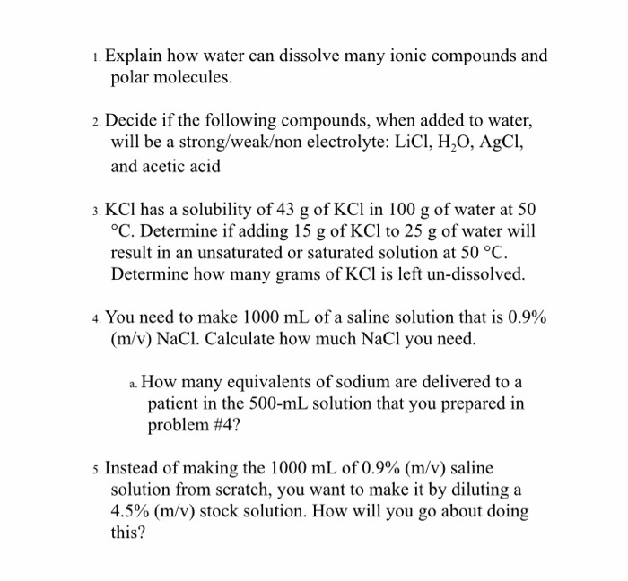 Solved . Explain how water can dissolve many ionic compounds | Chegg.com