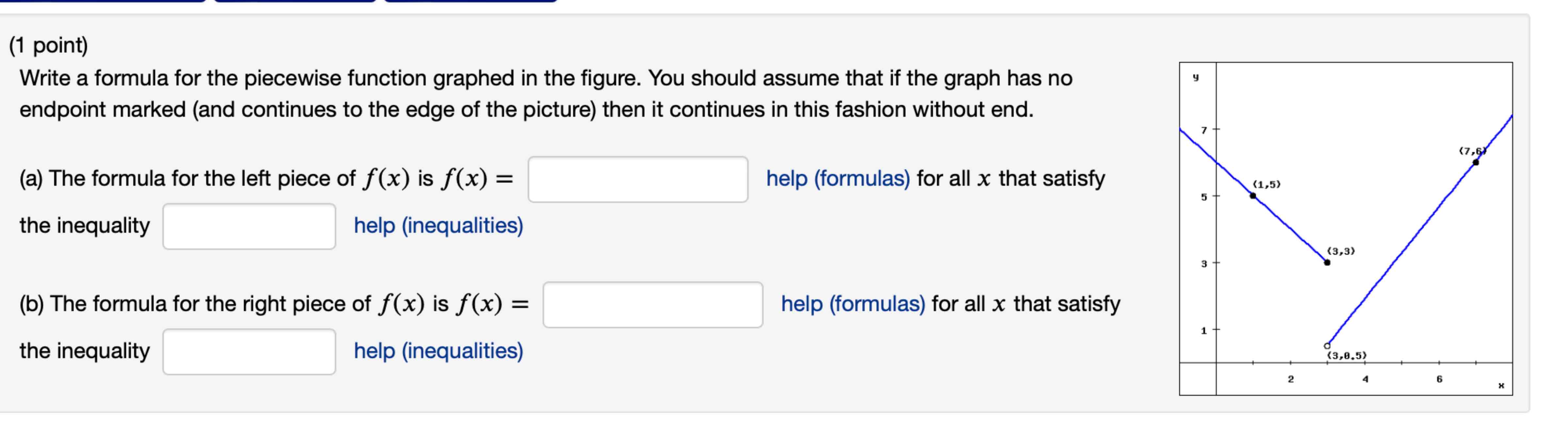 Solved (1 ﻿point)Write a formula for the piecewise function | Chegg.com