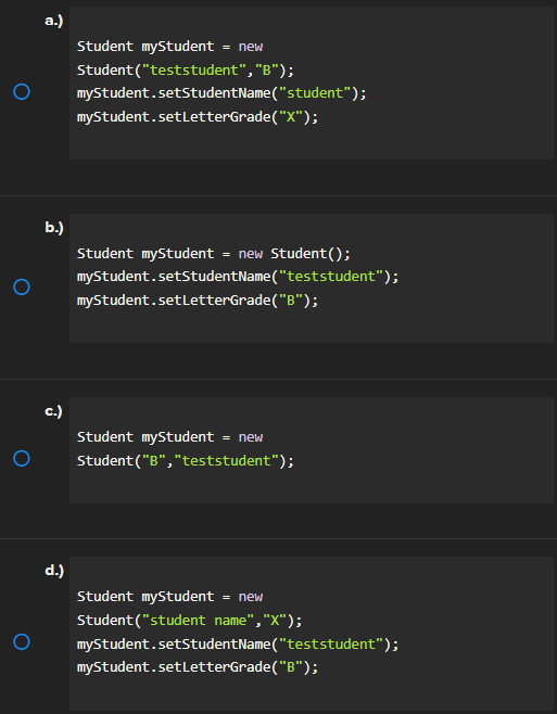 Solved Given the following class, what sets of statements | Chegg.com
