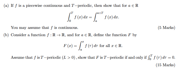 (a) If f is a piecewise continuous and T-periodic, | Chegg.com