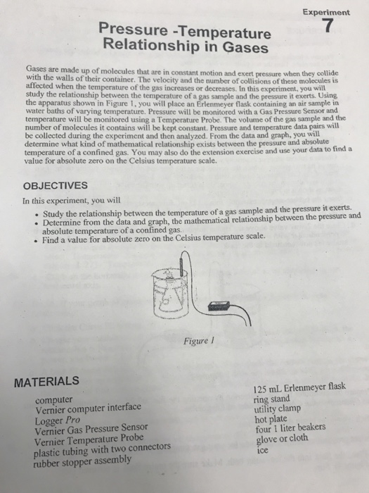 Solved Experiment Pressure -Temperature Relationship in | Chegg.com