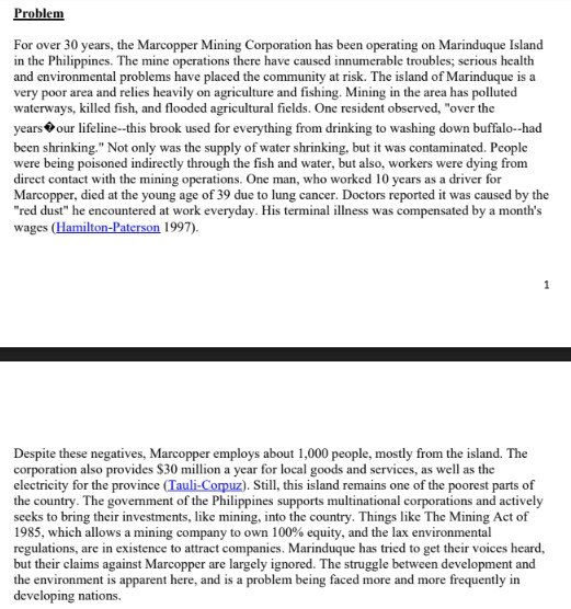 For over 30 years, the Marcopper Mining Corporation | Chegg.com