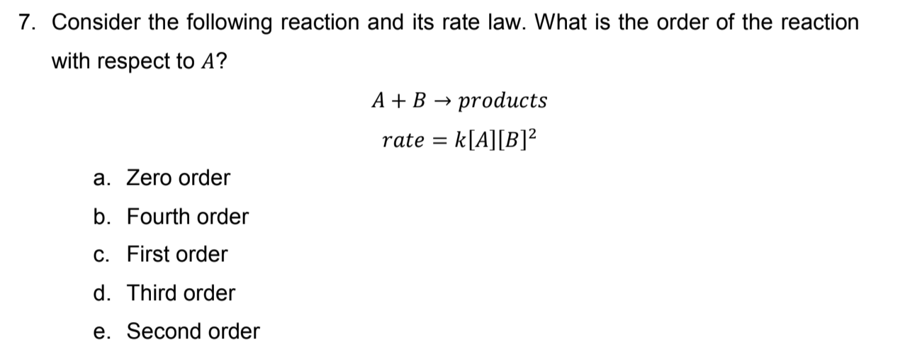 Solved 7. Consider the following reaction and its rate law. | Chegg.com