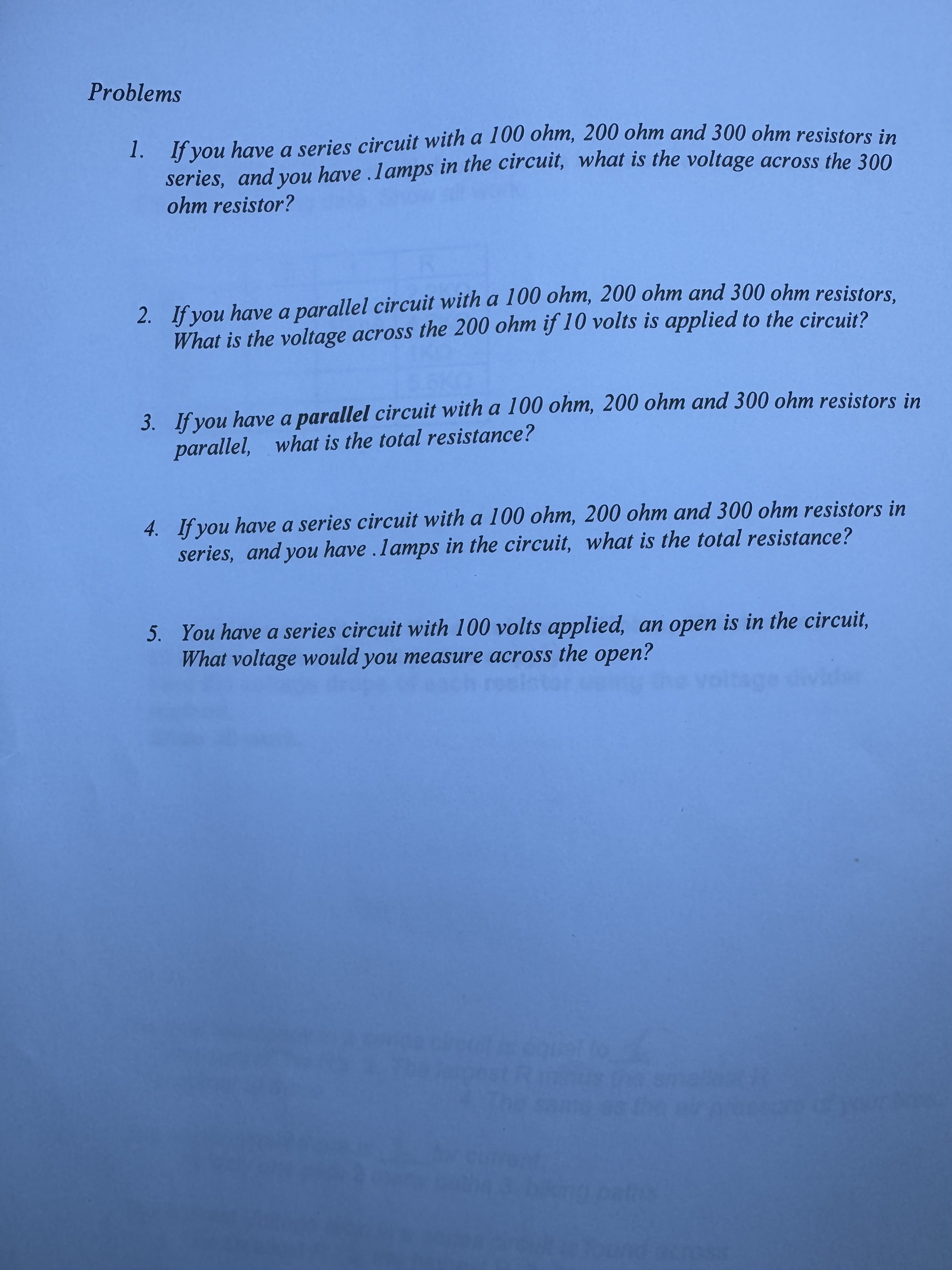 Solved Problems1. ﻿If you have a series circuit with a 100 | Chegg.com