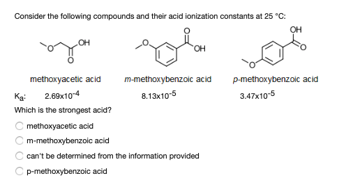 Solved Consider the following compounds and their acid | Chegg.com