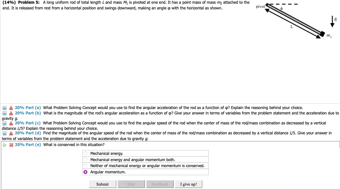 Solved (14\%) Problem 5: A long uniform rod of total length | Chegg.com