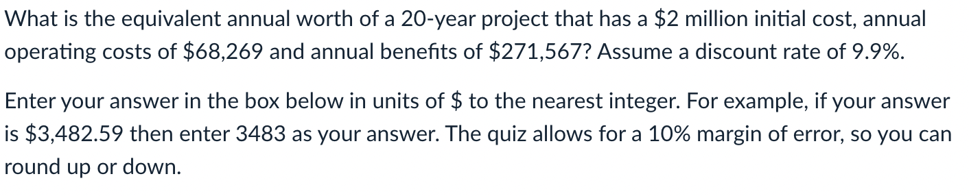 Solved What is the equivalent annual worth of a 20 -year | Chegg.com