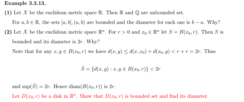 Solved Definition 3.3.10 (Bounded sets). Let (X, d) be a | Chegg.com