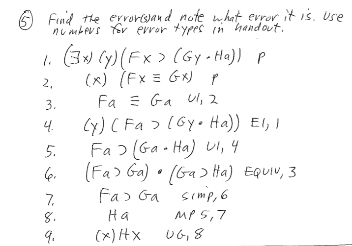 Solved Logic: Find error(s) and note what error it is. Use | Chegg.com
