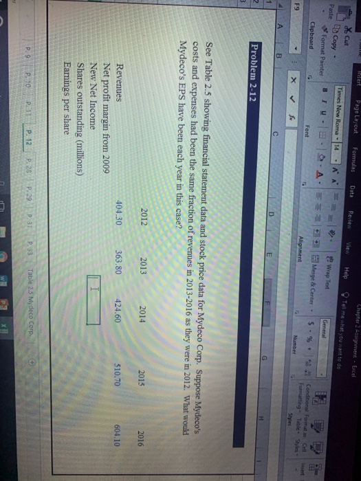 Solved F9 Problem 2-12 See Table 2.5 showing financial | Chegg.com
