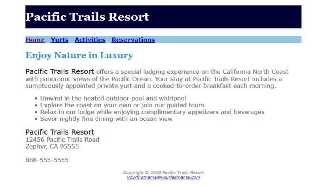 Solved Pacific Trails Resort Home Yurts Activities | Chegg.com