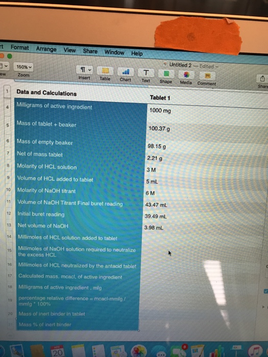 Solved rt Format Arrange View Share Window Help g Untitled 2 | Chegg.com