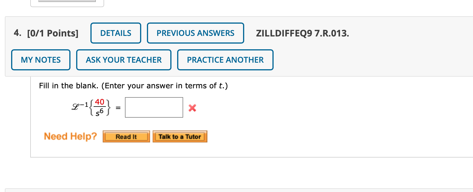 Solved 4. [0/1 Points] DETAILS PREVIOUS ANSWERS ZILLDIFFEQ9 | Chegg.com