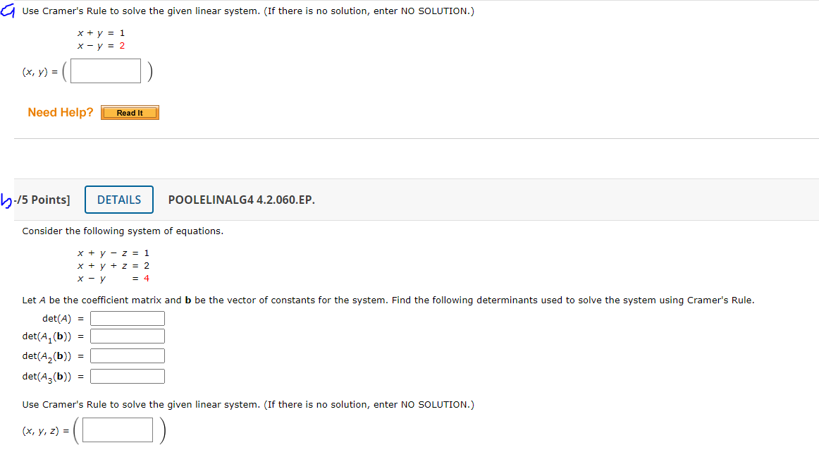 Solved Use Cramer's Rule to solve the given linear system. | Chegg.com