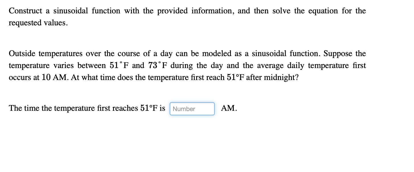 Solved Construct a sinusoidal function with the provided | Chegg.com