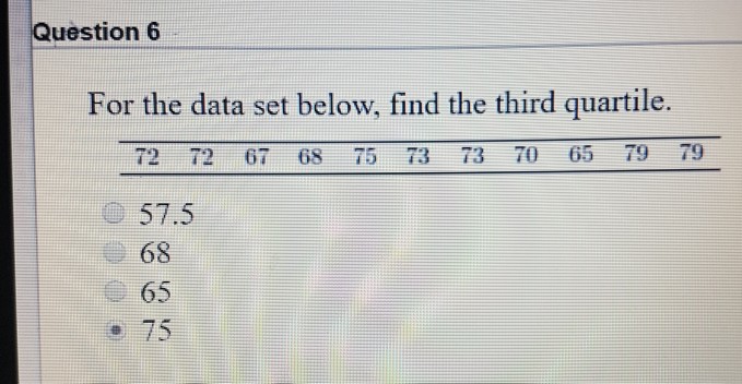 Solved Question 6 For the data set below, find the third | Chegg.com