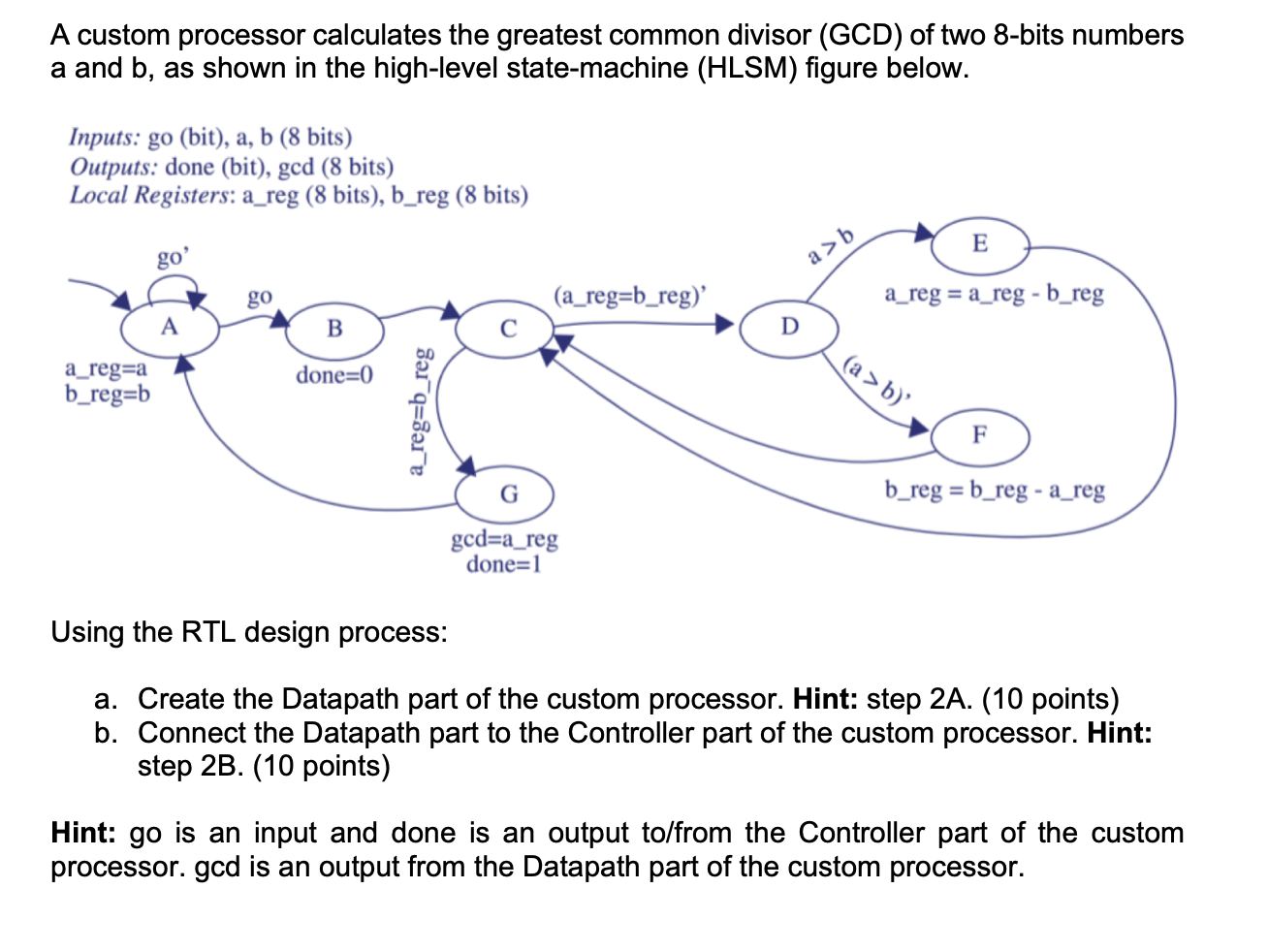 Solved A custom processor calculates the greatest common | Chegg.com