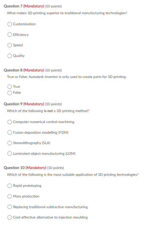 Solved Question 1 (Mandatory) (10 points) What CAD step is | Chegg.com