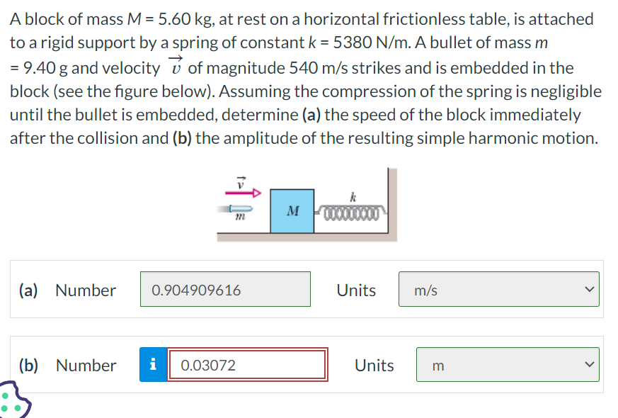 Solved A block of mass M=5.60 kg, at rest on a horizontal | Chegg.com