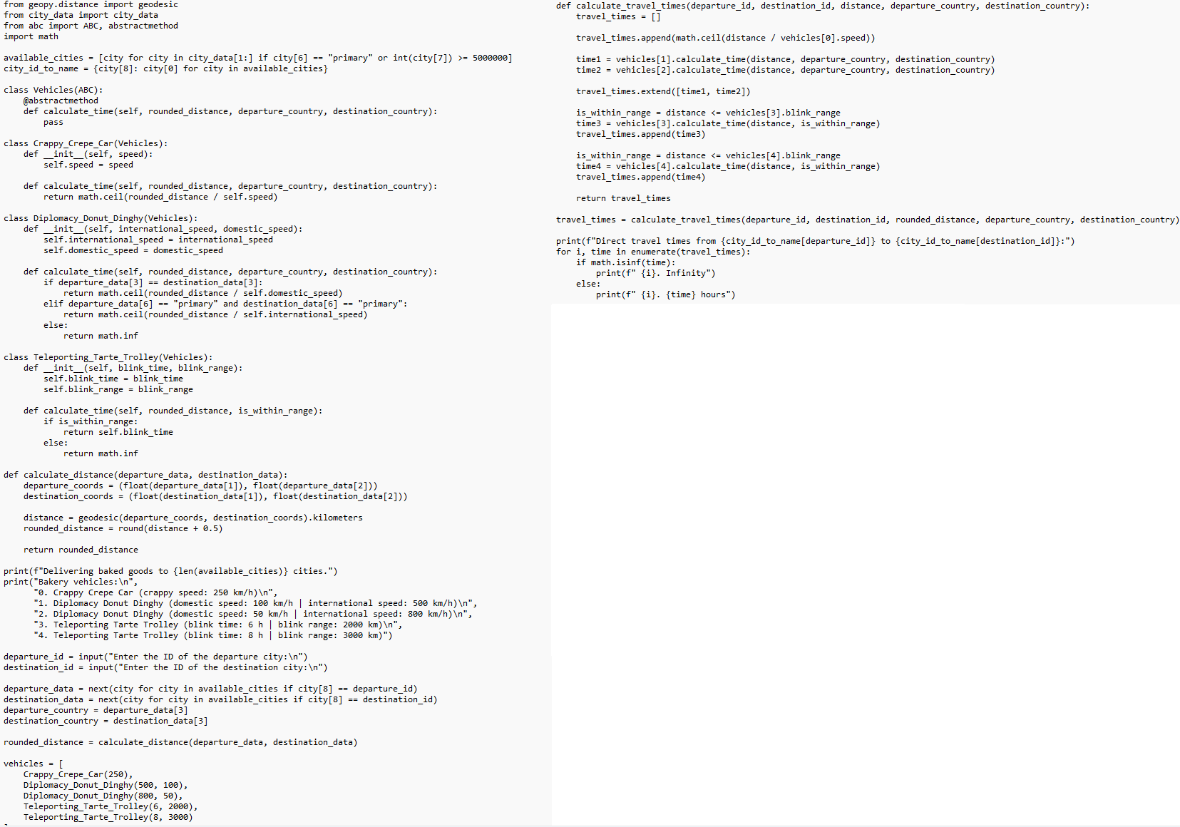 Solved Task 9: Bakery Vehicle Path Time (30\%) Task | Chegg.com
