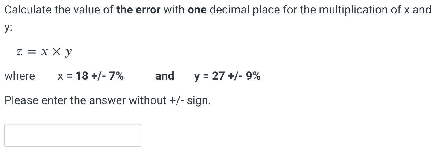 Solved Calculate the value of the error with one decimal | Chegg.com