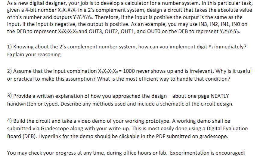 Solved As a new digital designer, your job is to develop a | Chegg.com