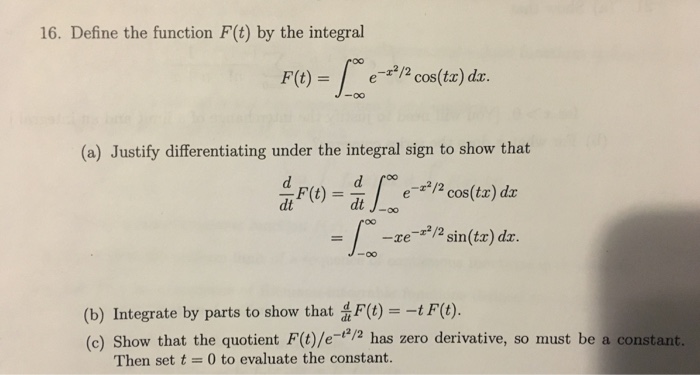 Solved Define the function F(t) by the integral F(t) = | Chegg.com