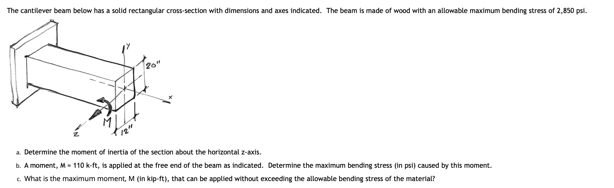 Solved The cantilever beam below has a solid rectangular | Chegg.com