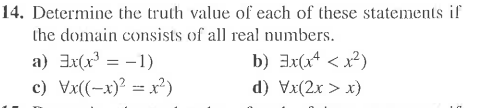 Solved 14. Determine the truth value of each of these | Chegg.com