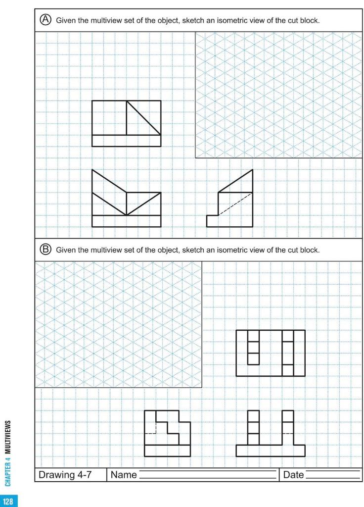 Solved A Given the multiview set of the object, sketch an | Chegg.com