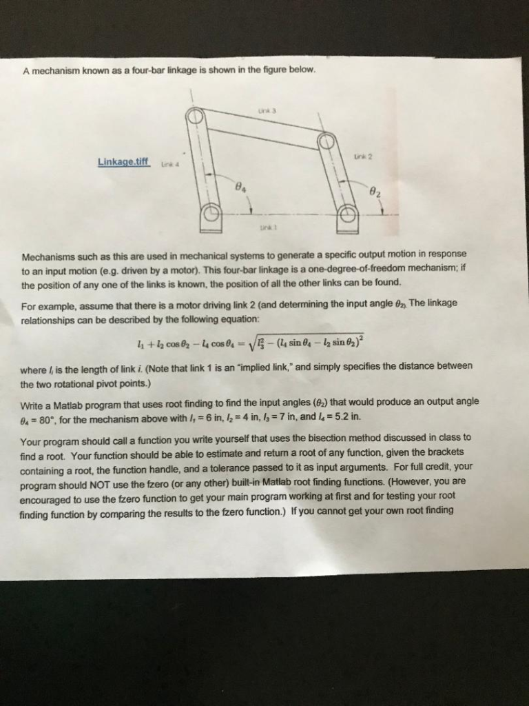 Solved A mechanism known as a four-bar linkage is shown in | Chegg.com